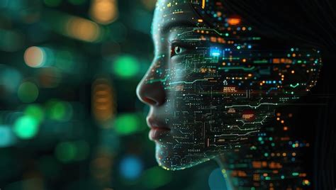 Premium Photo Double Exposure Of Woman Face With Digital Binary Code