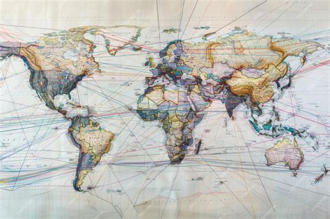 A World Map With Lines Connecting Various Locations Illustrating The Global Network Of Topaz