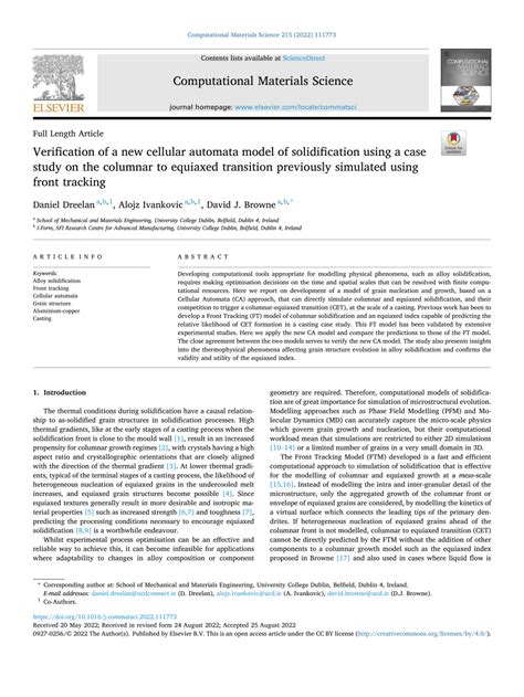 pdf verification of a new cellular automata model of solidification