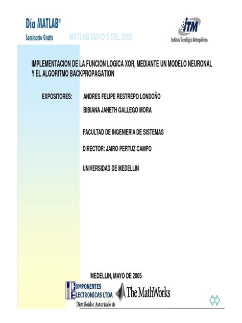 Implementacion De La Funcion Logica Xor Mediante Un Modelo Neuronal Y
