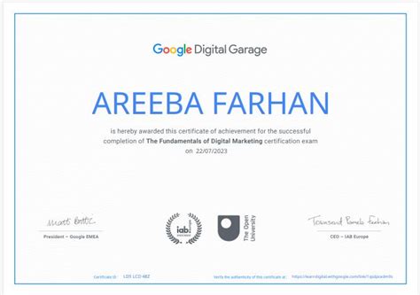 Areeba Farhan On Linkedin Im Happy To Share That Ive Obtained A New Certification The