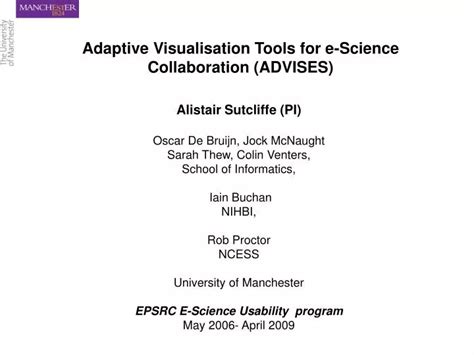 Ppt Adaptive Visualisation Tools For E Science Collaboration Advises
