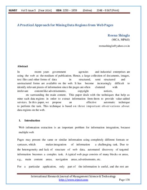 pdf a practical approach for mining data regions from web pages