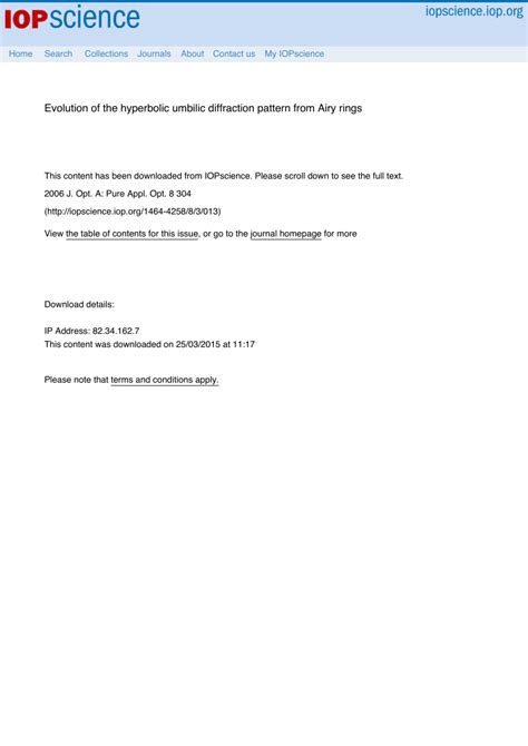 Pdf Evolution Of The Hyperbolic Umbilic Diffraction Pattern From Airy