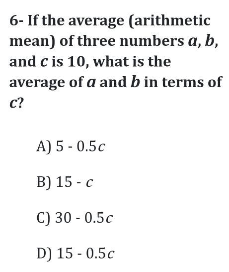 solved 6 if the average arithmetic mean of three numbers a b and