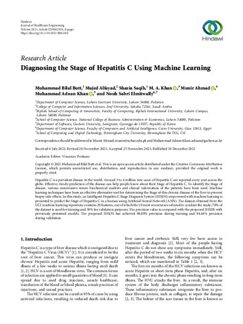 Pdf Diagnosing The Stage Of Hepatitis C Using Machine Learning