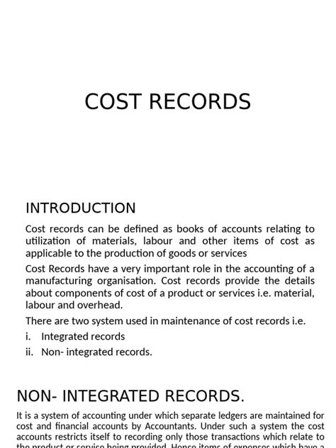 Cost Records Pdf