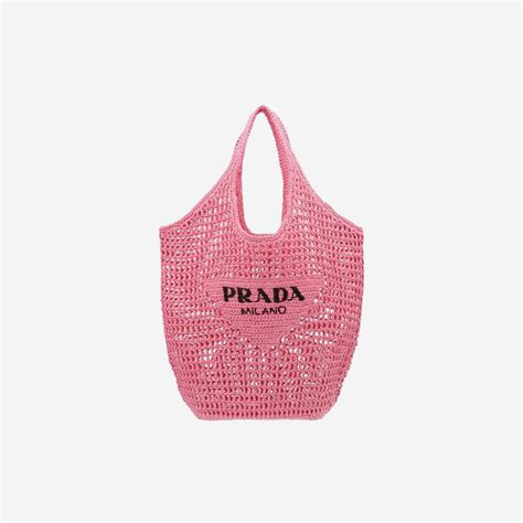 프라다 라피아 토트백 페탈 핑크 Prada Kream