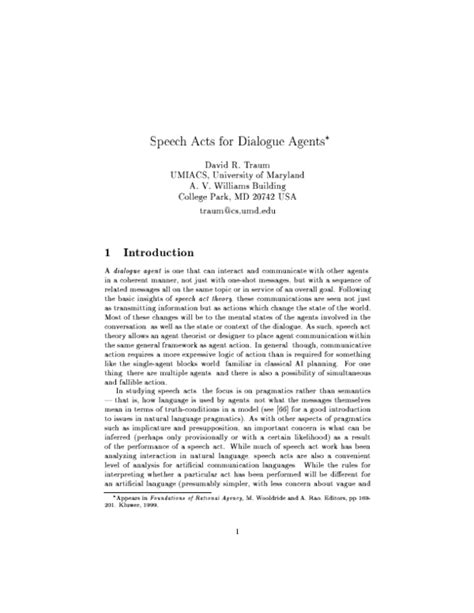 Pdf Speech Acts For Dialogue Agents