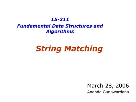 Ppt 15 211 Fundamental Data Structures And Algorithms Powerpoint