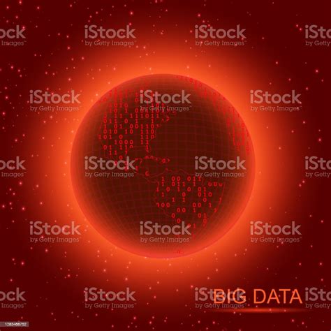 Concept World Map From Binary Code Abstract Planet Earth Futuristic