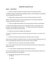 Qualitative Analysis Pre Lab Docx Qualitative Analysis Pre Lab Name Jamia Henry What Is