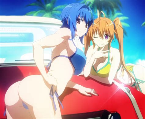 Rule 34 2girls Ass Bikini Blue Bikini Blue Hair Breasts Car Cleavage