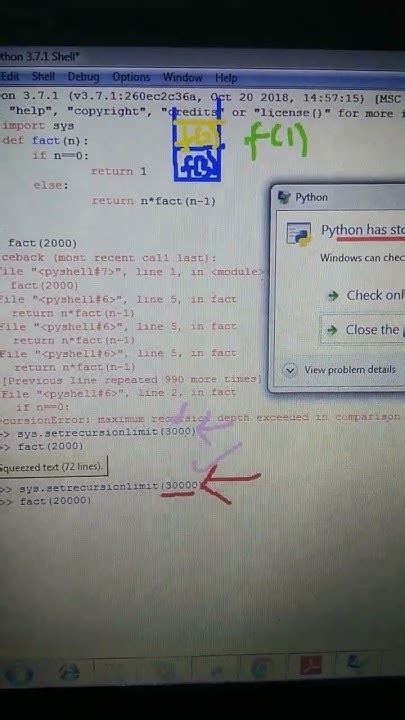 Recursiveerror Maximum Recursive Depth Exceeded In Comparisonsetrecursionlimit Youtube