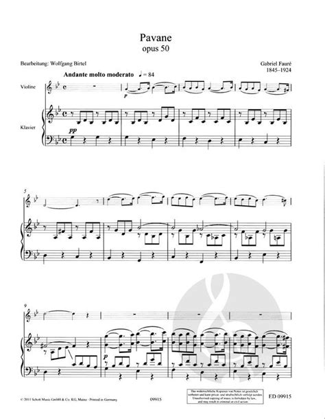 Pavane Op 50 Di Gabriel Fauré Spartiti Per Violino