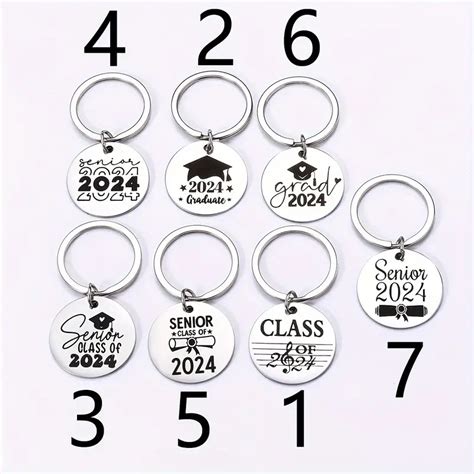 1pc Engraving Stainless Steel Round Tag Class Keychain For Men Classmates And Friends T 2024
