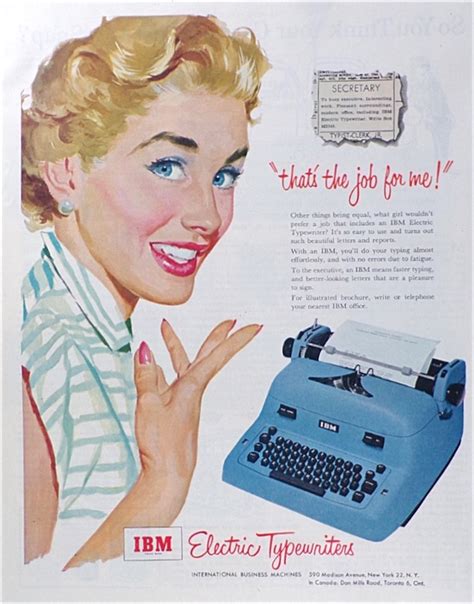 Sexist IBM Typewriter Ad Secretary The Job For Me Vintage Ads Misc