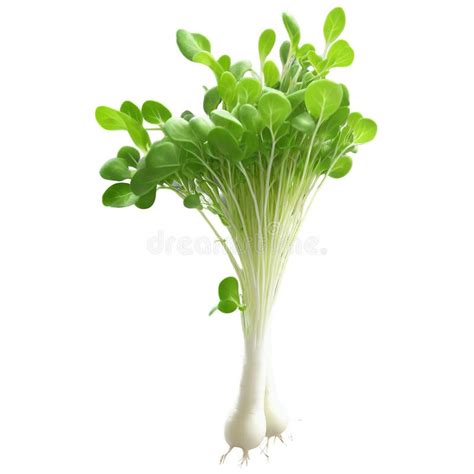 Radish Daikon Microgreens Raphanus Sativus Var Longipinnatus Crisp White Stems With Green Leaves