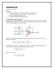 Lab 3 Pdf Experiment No 03 Application Of OP AMPs Objective A To Study The Operation Of An