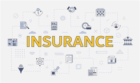 Insurance Concept With Icon Set With Big Word Or Text On Center Stock Illustration