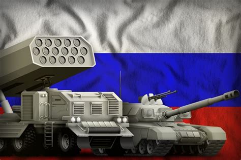 러시아 국기 배경에 무거운 군 장갑차 개념 3 차원 일러스트 레이 션 군사에 대한 스톡 사진 및 기타 이미지 군사 기
