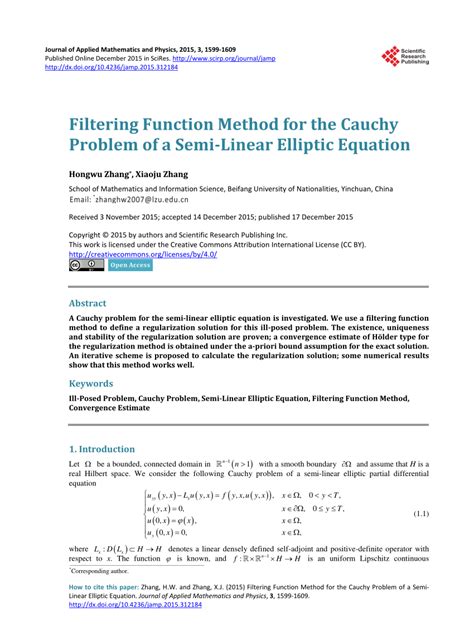 Pdf Filtering Function Method For The Cauchy Problem Of A Semi Linear