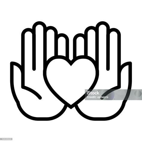 하트를 들고 있는 손 아이콘입니다 보호 건강 관리 평화 또는 흰색 배경에 도움말 개념 기호 벡터 일러스트레이션 손에 대한 스톡