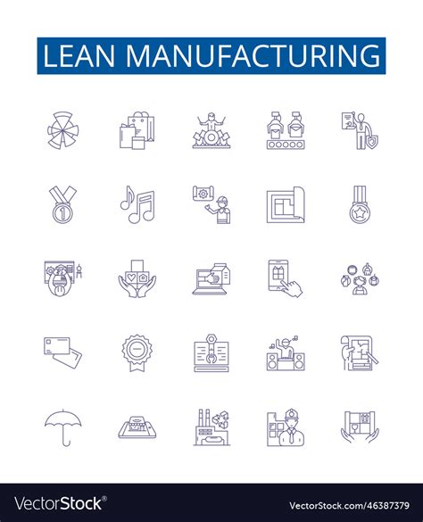 Lean Manufacturing Line Icons Signs Set Design Vector Image