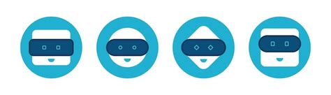 Chatbot 문자 집합 귀여운 봇 로그인 채팅 봇 로고 디자인 봇 온라인 상담 및 지원 서비스 플랫 벡터 그림 프리미엄 벡터