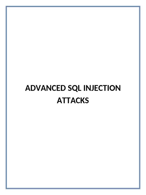 advanced sql injection attacks 1722063795994 pdf databases computing