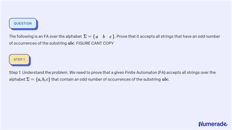 The Following Is An Fa Over The Alphabet Σ A B C Prove That It Accepts All Strings That