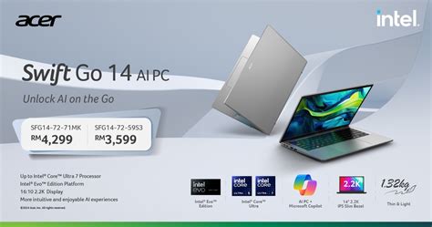 Acer Swift Go Sleek Everyday Laptops With Intel Core Ultra Processors Starting At Rm