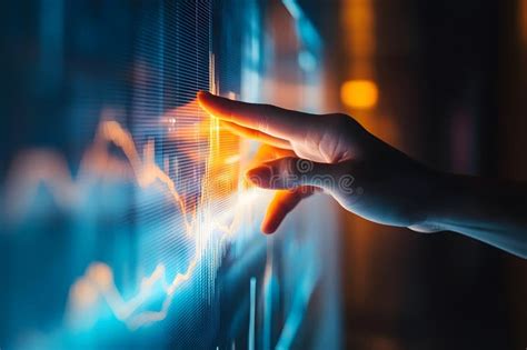 Hand Interacting With Digital Data Visualization On A Screen Stock Illustration Illustration
