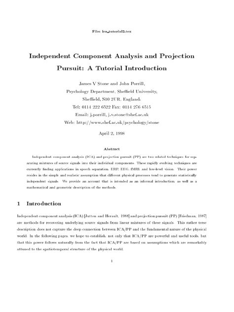 Independent Component Analysis And Projection Pursuit Ps Pdf Covariance Principal