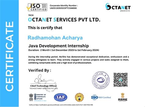Radhamohan Acharya On Linkedin Octanetinternship Javadevelopment