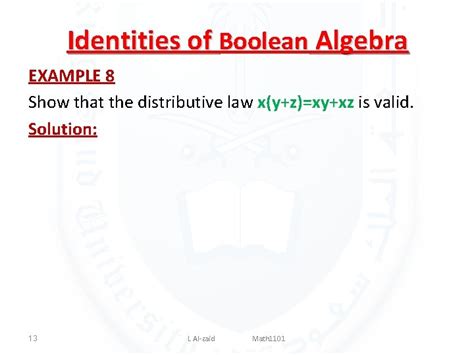 Boolean Algebra 1 L Alzaid Math 1101 Boolean