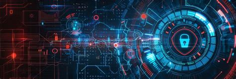Abstract Depiction Of Cybersecurity Elements Including Digital Locks Shields And Network