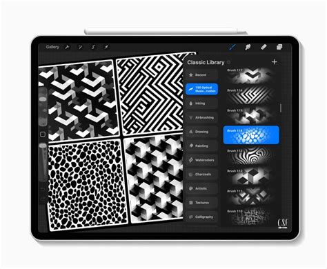 150 Procreate Optical Illusion Texture Brushes For Op Art Designs 3d