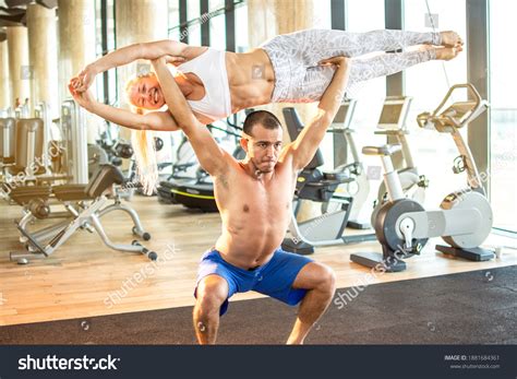 5 Man Carrying Woman Over Shoulder Gym Royalty Free Images Stock