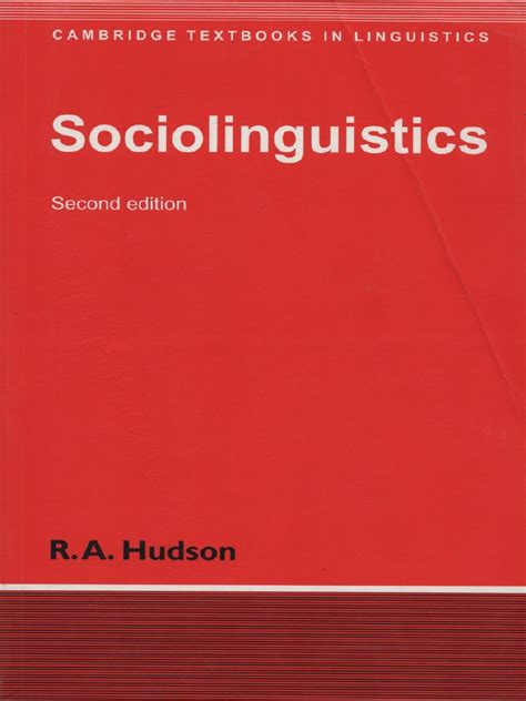 Sociolinguistics By R A Hudson Second Edition Pdf