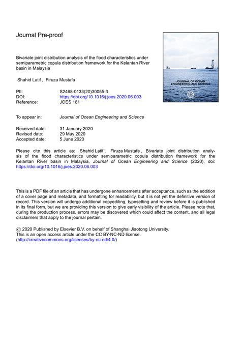 Pdf Bivariate Joint Distribution Analysis Of The Flood Characteristics Under Semiparametric