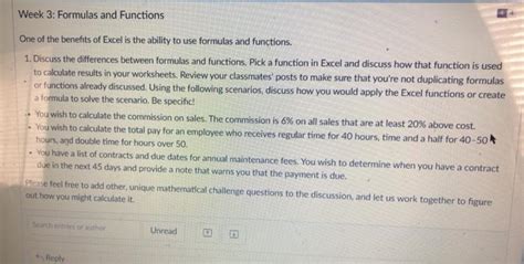 Solved Week Formulas And Functions One Of The Benefits Of Chegg