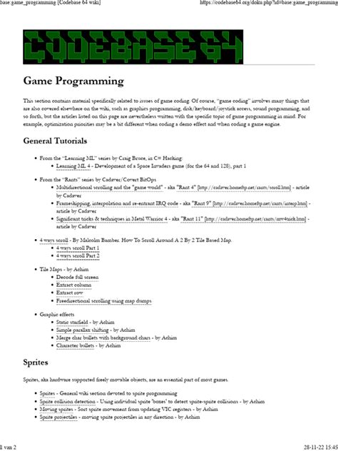 Base Game Programming Codebase 64 Wiki Pdf Computer Art