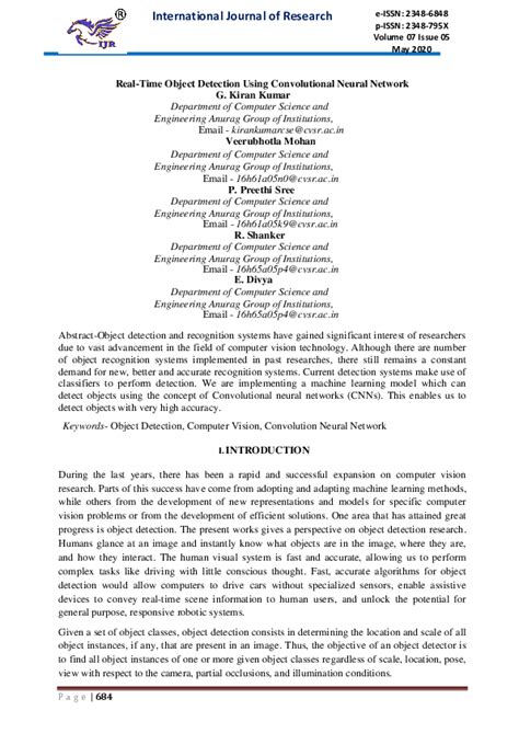 Pdf Real Time Object Detection Using Convolutional Neural Network
