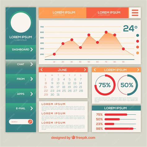최신 대시 보드 관리자 패널 템플릿 무료 벡터