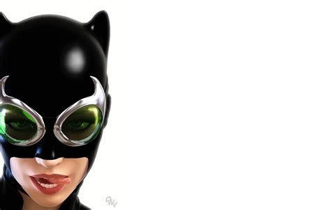 Обои взгляд игра маска арт Catwoman женщина кошка Selina на
