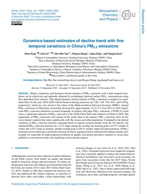 Pdf Dynamics Based Estimates Of Decline Trend With Fine Temporal Variations In Chinas Pm 2 5