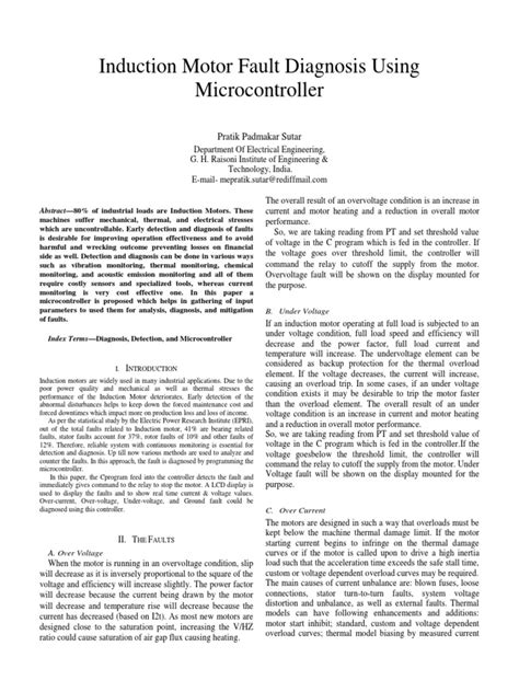 Induction Motor Fault Diagnosis Using Micro Controller Pdf Rectifier Transformer