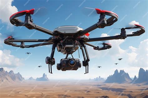 premium photo sky guardians collaborative inspection with autonomous drone swarms in flat vector