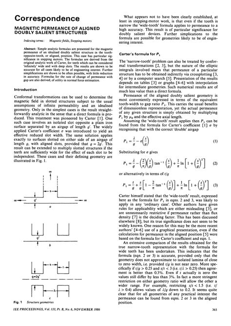 Pdf Magnetic Permeance Of Aligned Doubly Salient Structures